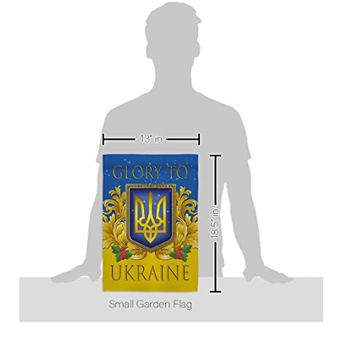 Ukraine Flag Glory to Ukraine Garden Flag Set Wood Dowel Support Cause Stand with Ukrainian House Decoration Banner Small Yard Gift Double-Sided, Made in USA