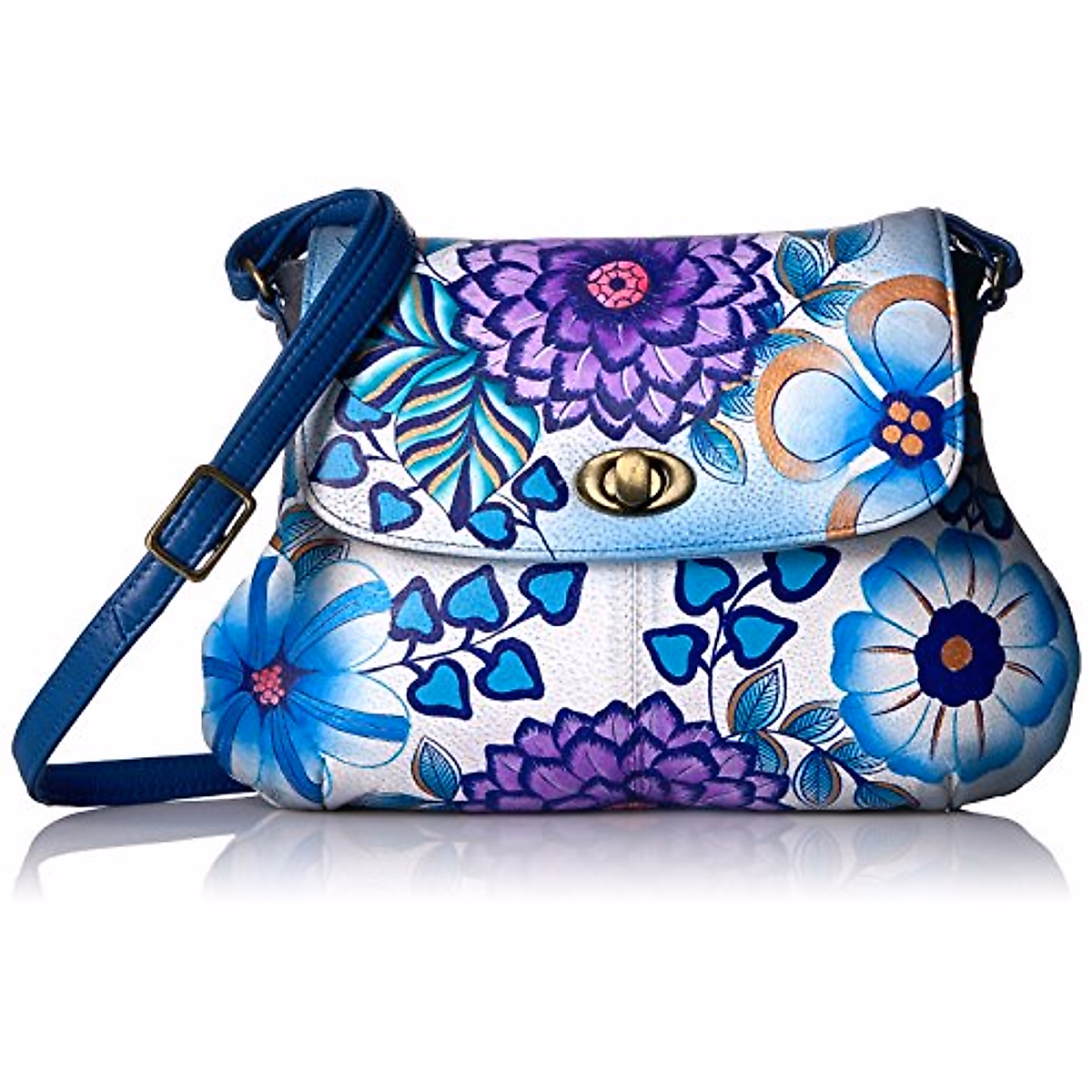 Anna by Anuschka Medium Flap-Over Crossbody, Summer Bloom Blue
