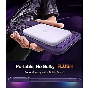 TORRAS Stronger Magnetic for iPhone 14 Pro Max Case with Stand, Compatible with MagSafe, Built in Hidden Kickstand, 10FT Mil-Grade Drop Protection for iPhone 14 Pro Max Case, Translucent Matte Purple