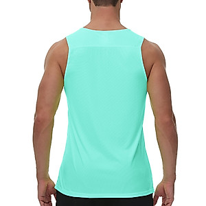 Cakulo Mens Running Tank Top Swim Shirts Workout Dri Fit Muscle Gym Summer Beach Athletic Sleeveless Tops Neon Turquoise L