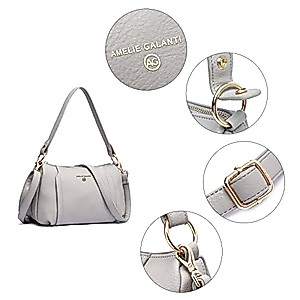 AMELIE GALANTI Small Crossbody Bag purse for Women,leather Shoulder handbag with Adjustable Strap (1706-GRAY)