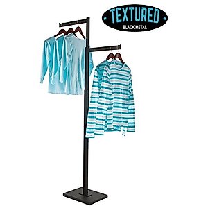 Only Garment Racks - Clothing Rack - Heavy Duty Textured Black Finish - 2 Way Clothes Rack, Adjustable Height Decorative Blade Arms, Perfect for Retail Clothing Store Display