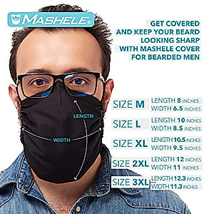MASHELE 5 Pack Cotton Face Cover for Bearded Men XXL Black 5 Pcs with Nose Wire Adjustable Earloop Washable Reusable Holiday Gift for Indoor and Outdoor Party Activities (Sold as Set) (5, XX-Large)
