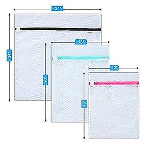 BAGAIL Set of 3 Honeycomb Mesh Laundry Bags for Blouse,Hosiery,Stocking,Underwear, Lingerie with Zipper Lock,Premium Laundry Bags for Travel Storage Organization(3 Set)
