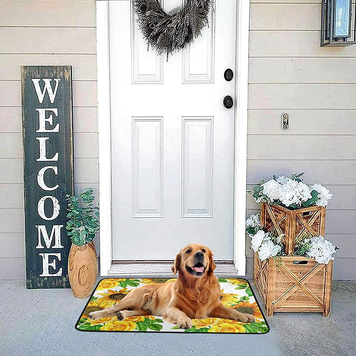 ALAZA Sunflower Kitchen Rug, Yellow Sunflower Rose Non Slip Bath Runner Rugs Mat for Bathroom Kitchen Indoor Floor Mats Doormat 39"x 20"