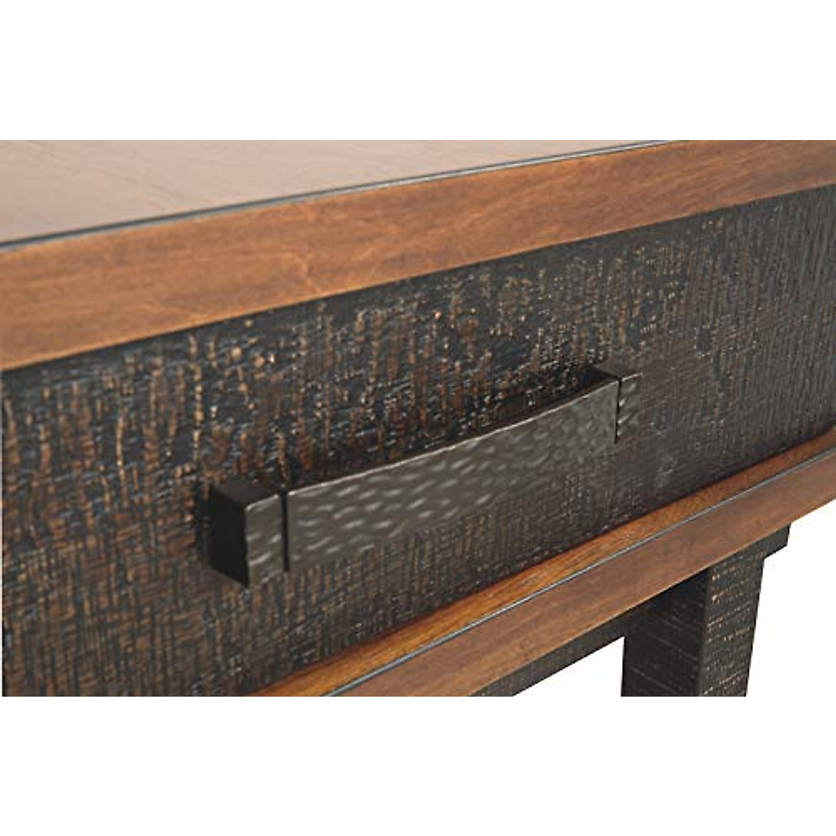 Signature Design by Ashley Stanah Rustic Rectangular End Table with 1 Drawer and Floor Shelf for Storage, Brown with Distressed Finish