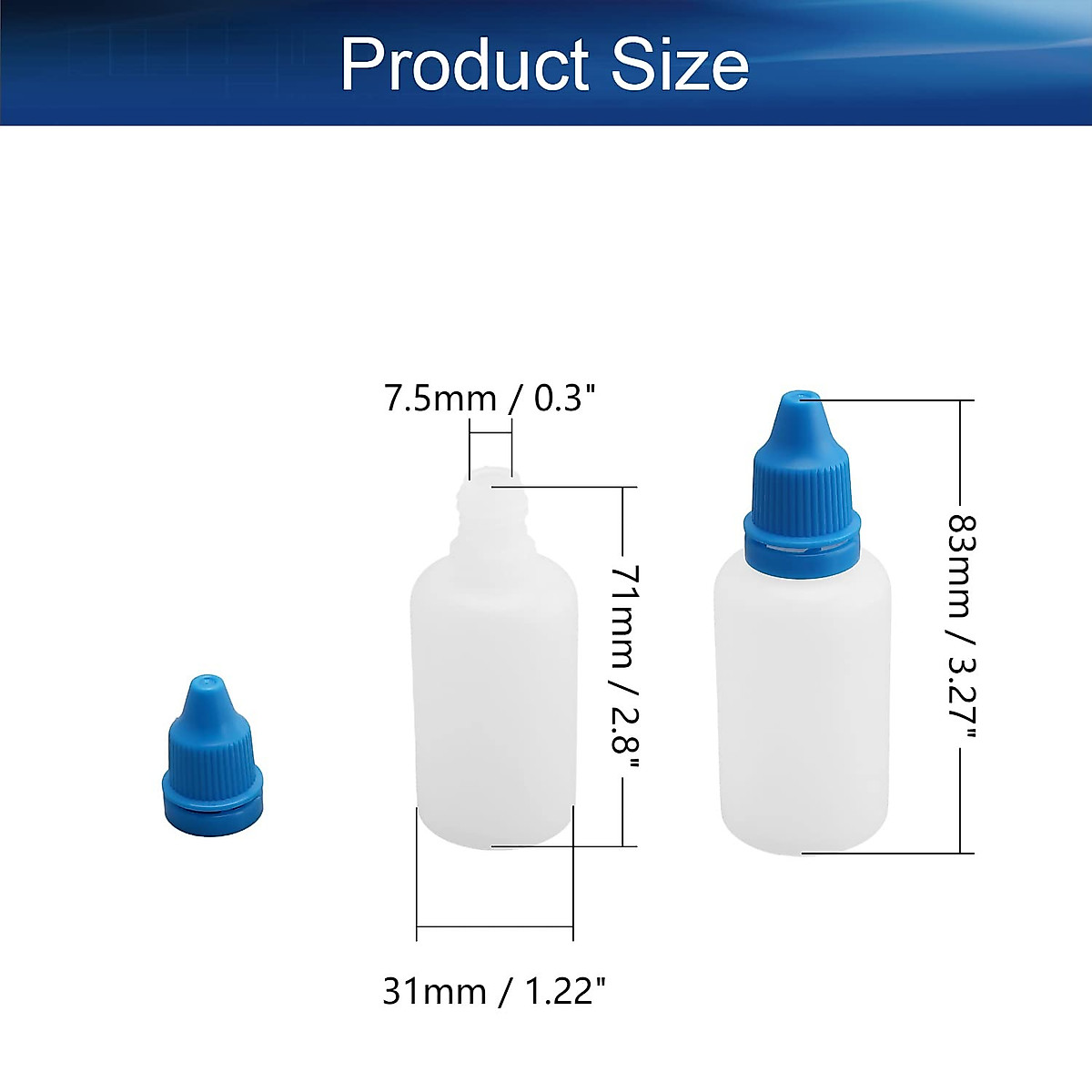Bettomshin 10Pcs 30ml PE Plastic Squeezable Eye Liquid Dropper Bottles Thin Mouth Lab Reagent Bottle Liquid Sample Seal Sample Storage Translucent Bottle with Blue Cap
