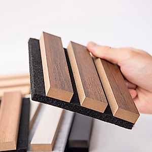 Art3d Wood Slat Acoustic Panels for Stylish Decor and Noise Reduction, 3D Textured Panel for Ceiling and Wall, Samples Pack