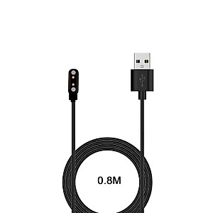 Enpei Smart Touch Charging USB Cable Compatible for P22 & P25 & Y20 & DT96 & KW10 & KW20 Smart Watch 2 pin Strong Magnetic Suction Charger Cable 2PCS- Black