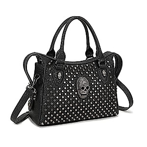 Downupdown Punk Skull Black Rivet Shoulder Bag Women Purse Casual Handbag