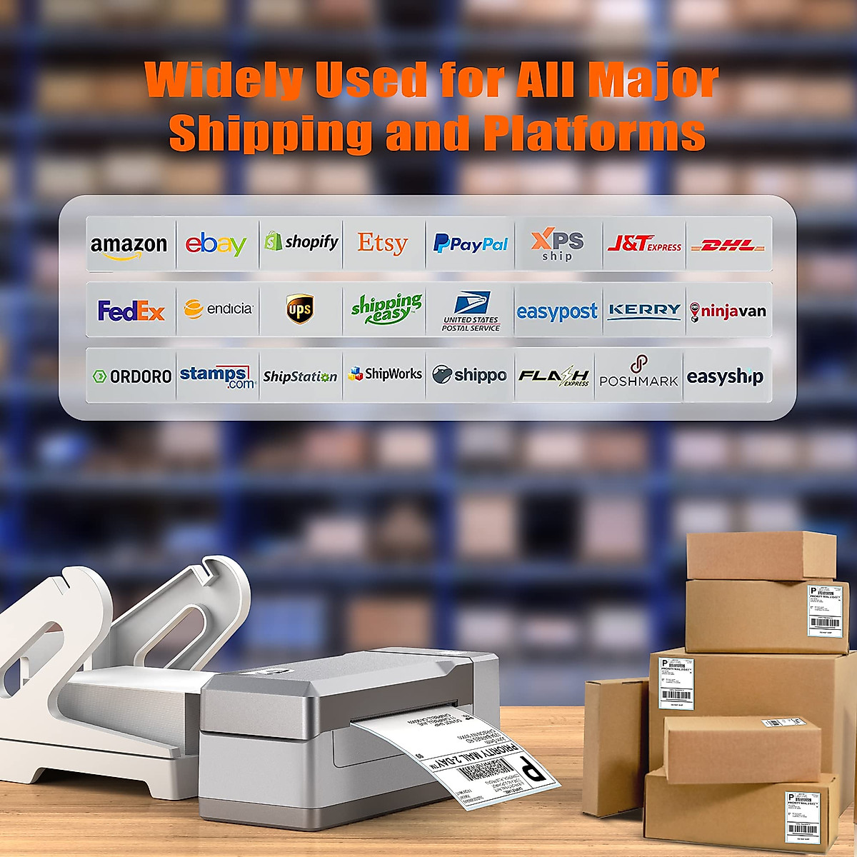 Tordorday Bluetooth Thermal Label Printer 4"×6", Wireless Shipping Label Printer for Shipping Packages, iPhone, Windows, Works with Amazon, UPS, USPS, FedEx, Silver Grey (RH40)