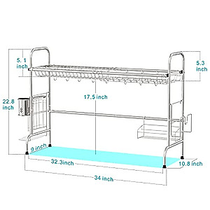 iSPECLE Over The Sink Dish Drying Rack Stainless Steel Dish Rack Above Sink Shelf Over Sink Drying Rack for Kitchen Counter, Silver