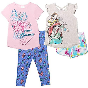 Disney Princesses Toddler Girls 4 Piece Mix n' Match Shorts & Legging Set - 2T White/Pink