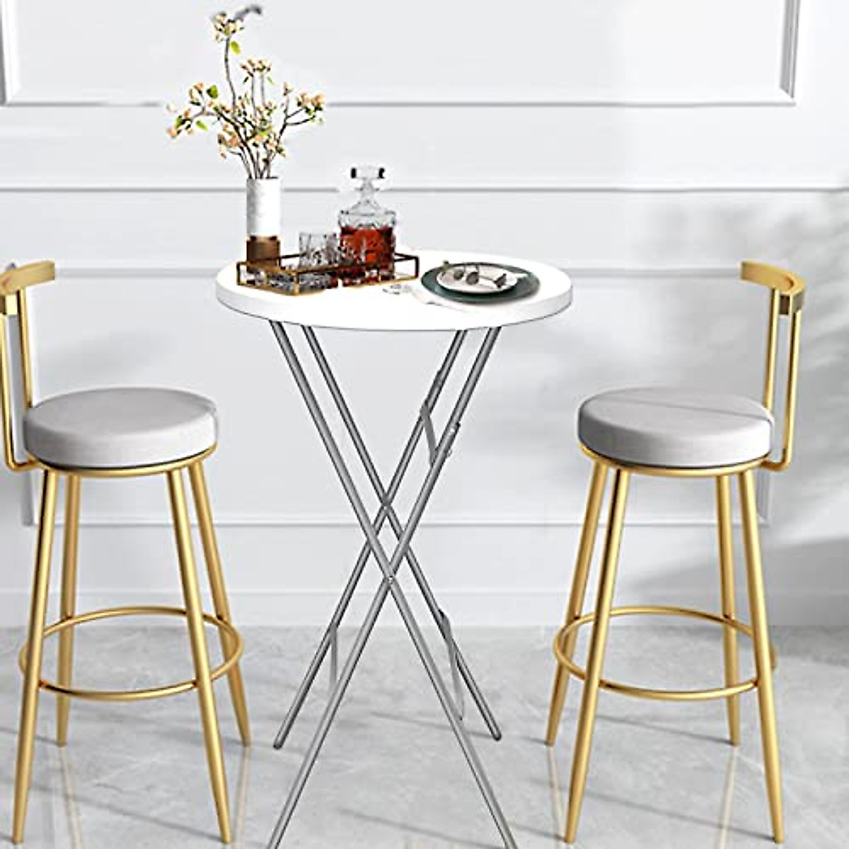 GUAGUA 32" Round Plastic Folding High Top Cocktail Table, 43.5" Bar Height Table for Picnic, Party, Dining, Camping, Beach, BBQ