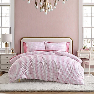 Betsey Johnson - Twin Duvet Cover Set, Super Soft Cotton Bedding Set with Matching Sham(s), Cozy Home Decor, Oeko-Tex Certified (Wonderland Stripe Pink, Twin)