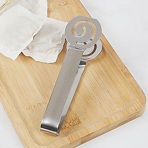 Ousyaah 4 Piece Tea Bag Squeezer, Stainless Steel Round Tea Bag Squeezer Tongs, Tea Filter Coffee Bag Clamp Tea Strainer Grip Holder Lemon Slice Clip, Mini Ice Tongs Sugar Tongs Tea Bag Spoon