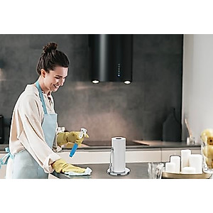 Paper Towel Holder with Spray Bottle by Elevated Essentials - Heavy Non Slip Weighted Stainless Steel Base for One Handed Operation - The Perfect Countertop Kitchen Paper Towel Holder
