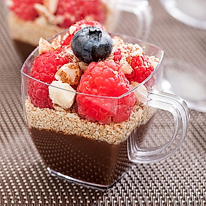 Restaurantware 2 Ounce Clear Square Cups 100 Disposable Plastic Coffee Cups - Hard Plastic With Handles Clear Mini Espresso Cups For Catering Events Parties Weddings And Cafes