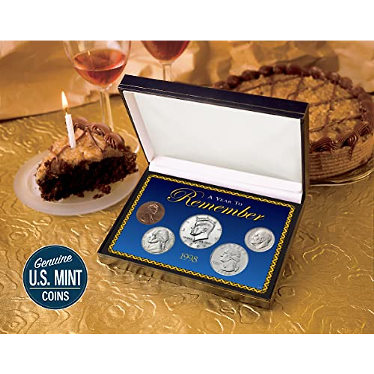 1998 Year To Remember Birthday Anniversary US Penny, Nickel, Dime, Quarter, Half Dollar Box Set Circulated