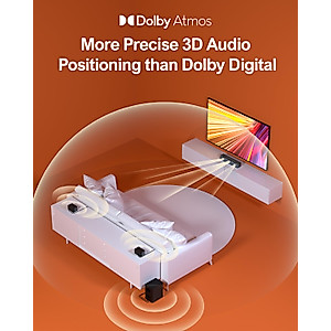 ULTIMEA 5.1 Sound Bar Compatible with Dolby Atmos, Peak Power 410W, Sound Bar for Smart TV with Subwoofer, 3D Surround Sound System for TV, Surround and Bass Adjustable Home Theater, Poseidon D60