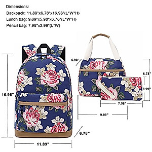 Luxbagsmart Backpack Set for Girls School Backpack Bookbag Schoolbag for Teen Girls Backpack Set 3 in 1 (Blue)