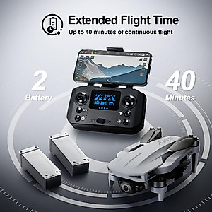 NMY Drones with Camera for Adults 4k, 5G WIFI FPV Transmission Drone, 40mins Flight Time on 2 Batteries, Brushless Motor, Mobile Phone Control, Multiple Flight Modes, Suitable for Beginners