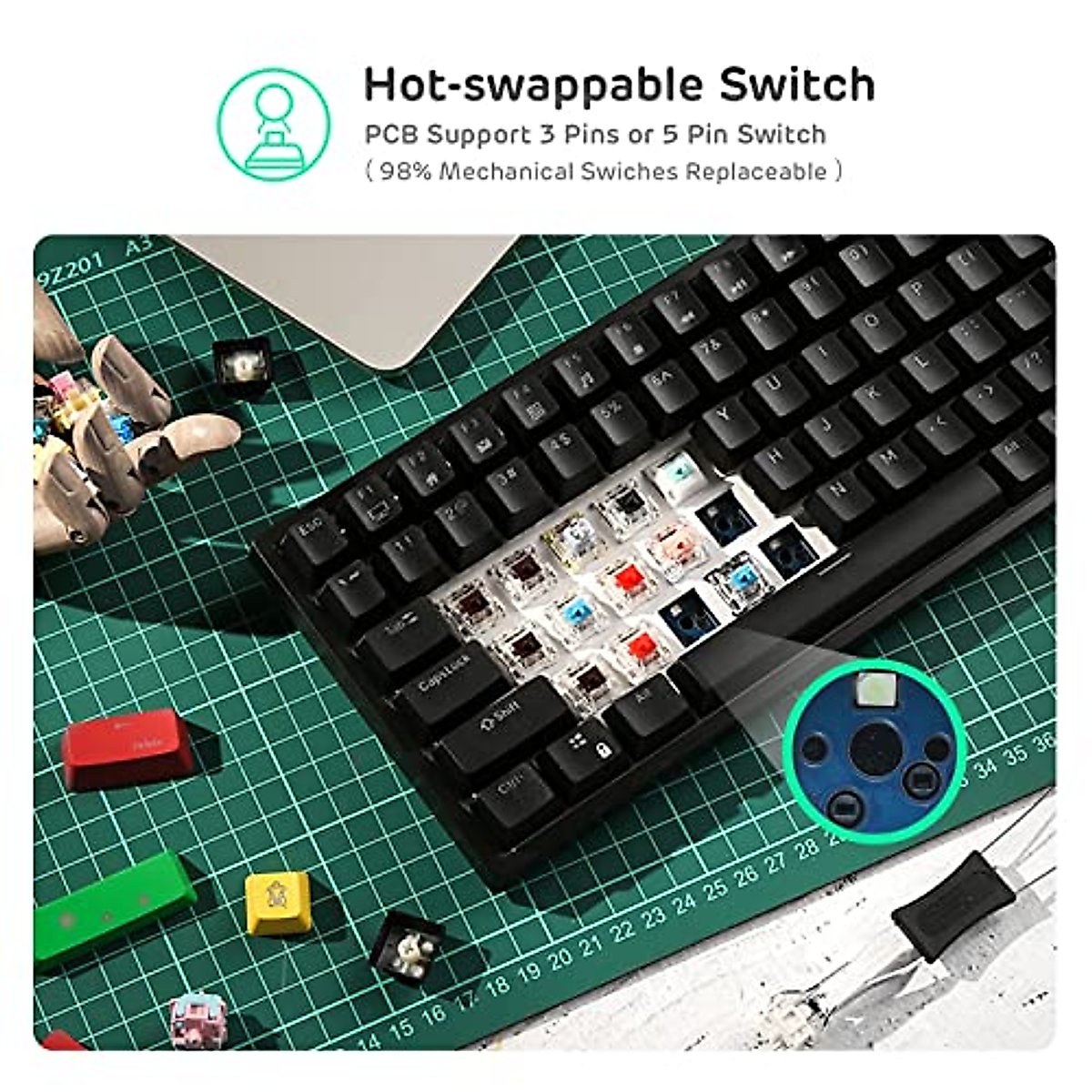 RK ROYAL KLUDGE RK84 Wireless RGB 75% Triple Mode BT5.0/2.4G/USB-C Hot Swappable Mechanical Keyboard, 84 Keys Bluetooth Gaming Keyboard w/High-Capacity Battery, Quiet Red Switch