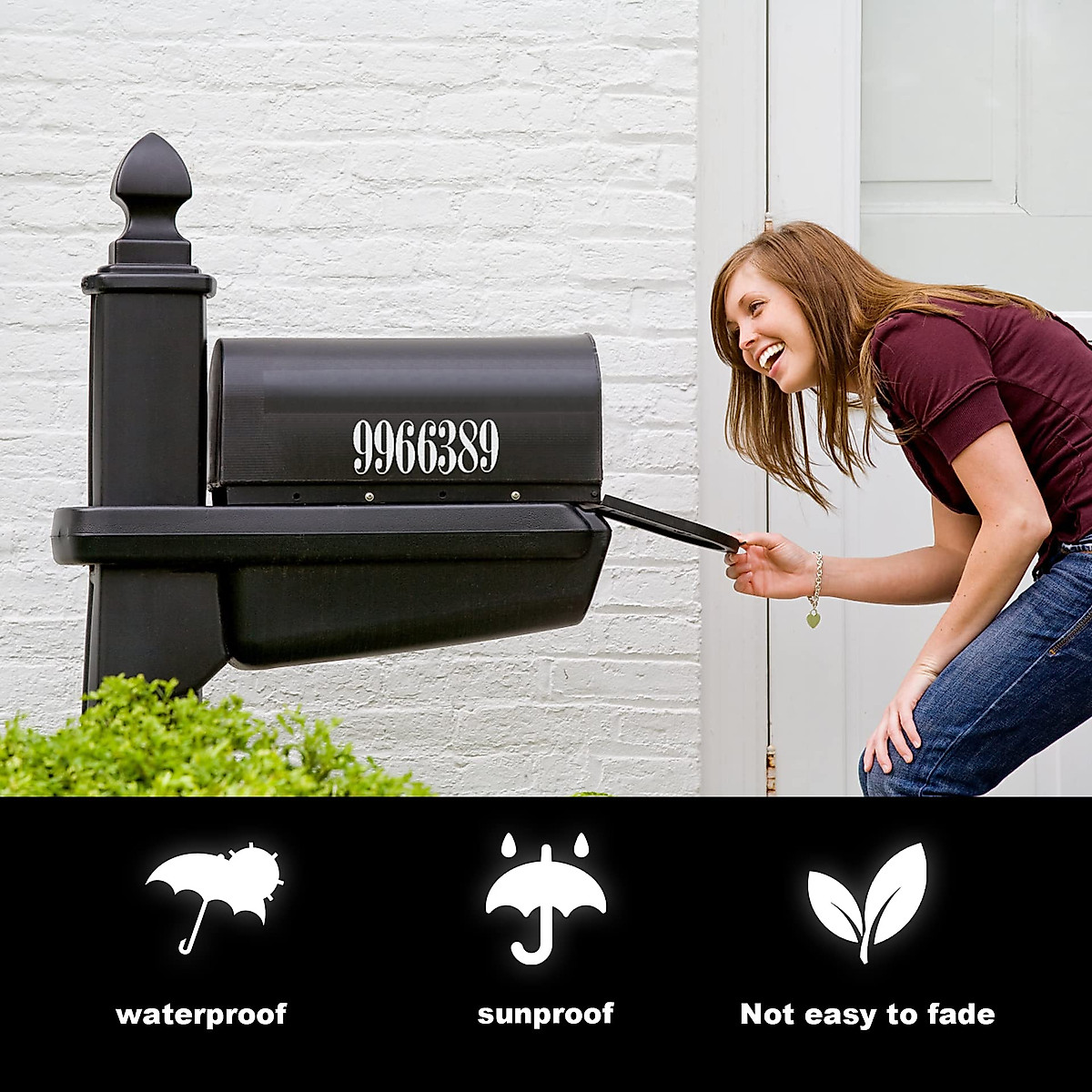 3 Pack Mailbox Numbers 0-9, Waterproof 3 Inch Reflective Sticker Decal, Self Adhesive Mailbox Number for Signs, Door, Cars, Trucks, Home, Business, Address Number (3inch 3PCS)