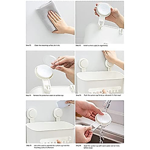 Shower Caddy Suction Cup Set, No-Tool No-Drill No Glue Installation Shower Organizer Set, Removable Suction Corner Shower Shelf Set, Kitchen Organizer Set, Bathroom Caddy Set - Pack of 5, White, Including Corner Caddy, Double Layer Soap Dish, Toothbrush/T