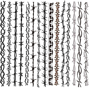 Barb Wire Temporary Tattoo,Adult Long Barbed Wire Tattoo Pamela Anderson Costume Kids Black Fake Wrist Tattoos for Halloween Costume,15-Sheet