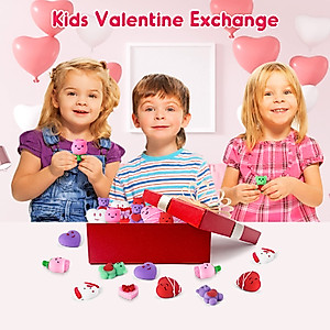 NPET 30Pcs Mochi Squishies Valentines Party Favors Valentines Day Gifts for Kids Classroom, Kawaii Mochi Squishy Toys Heart Rose Bear Valentines Day Gifts Exchange School Prize Stress Relief Toys