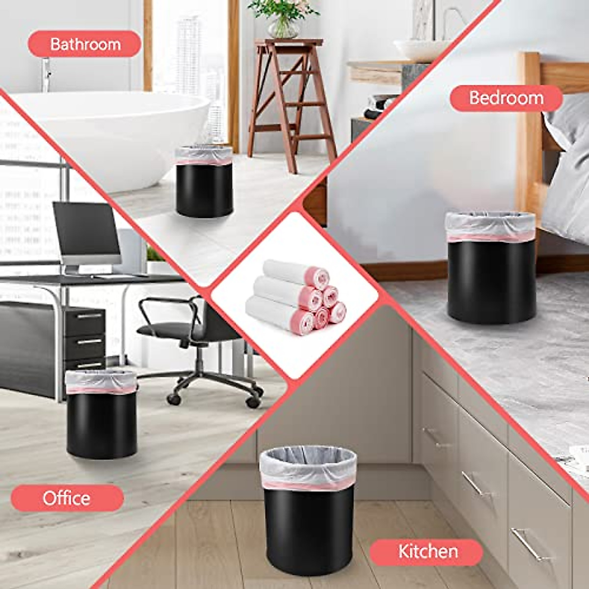 186 Count Strong White Trash Bags - 4 Gallon Drawstring Liners for Home, Kitchen, Bathroom, Office & Bedroom Garbage Can Bin - Unscented Plastic Bags