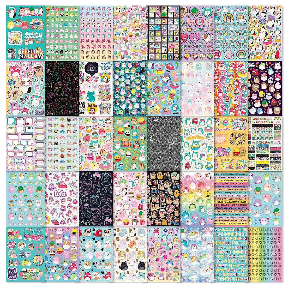 Fashion Angels Squishmallows Sticker Book - Includes 2000+ Squishmallows Stickers & 10 Sticker Collector Pages - Join The Squish Squad - Accessorize Notebooks, Journals - Ages 6 & Up, Multicolor
