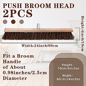 FillTouch 2 Pcs Push Broom Head Large Outdoor Push Broom Heavy Duty Broom for Garage Driveway Cleaning, Farmhouse Animals Sheep Cow Back Scratcher (24 x 4 Inch)