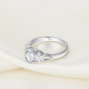 YL Celtic Knot Rings for Women 925 Sterling Silver Cubic Zirconia 18k White Gold Plated Statement Rings-size5