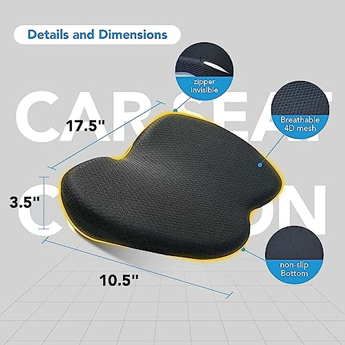 kingphenix Wedge Car Seat Cushion: Memory Foam Truck Seat Cushion for Car Seat Driver - Sciatica and Back Pain Relief - Enhancing Driving Comfort -Black