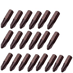 COMOK 20pcs 8mm/0.315inch Tip BrownTone Magnetism Metal JIS Cross Head Hex Drive Bit