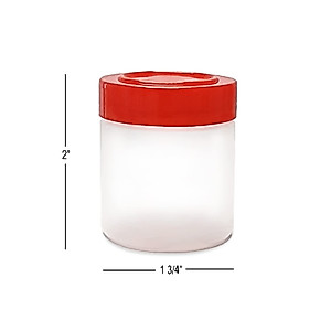 ljdeals 1 oz Plastic Spice Jars w/ Red Caps and Sifters for Herbs, Spices, Powders, Spice Bottles Great For Travel, Camping, Kitchen, Restaurant and more, Made in USA, Pack of 12