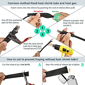 Aibole 25ft-1/4 inch PET Expandable Braided Cable Sleeve Wire Loom, Wire Sleeving for Home Device Cable Automotive Wire and Engine Bay-Black