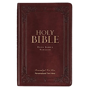Personalized Bible Custom Text Your Name Holy Bible KJV Standard Size Thumb Index Edition Burgundy King James Version Bible Custom Made Gift for Baptism Christenings Birthdays Celebrations