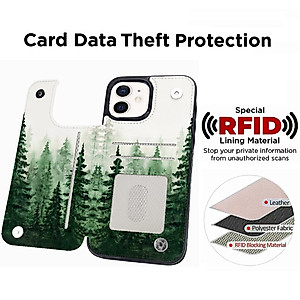 uCOLOR for iPhone 11 Wallet Case with Card Holder-PU Leather Folio Flip Cover Kickstand Card Slots Double Magnetic Clasp RFID Blocking Compatible with iPhone 11 6.1" (Forest)