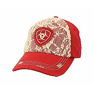 ARIAT Ladies Adjustable Cap Ivory Lace Red
