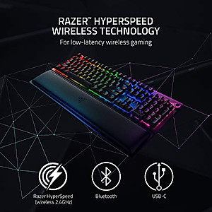 Razer BlackWidow V3 Pro Mechanical Wireless Gaming Keyboard: Green Mechanical Switches - Tactile & Clicky - Chroma RGB Lighting - Doubleshot ABS Keycaps - Transparent Switch Housing - Bluetooth/2.4GHz