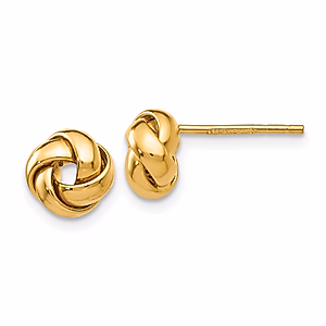 14K Solid Yellow Gold Twisted Love Knot Symbol Stud Earrings