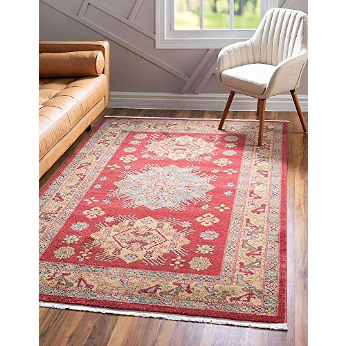 Unique Loom Sahand Collection Traditional Geometric Classic Red Area Rug (7' 0 x 10' 0)