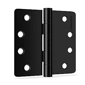 3 Pack goldenwarm Ball Bearing Door Hinges for Exterior & Interior Doors 4in Stainless Steel Door Hinges Heavy-Duty Door Hinges Black 4'' Door Hinge, 1/4'' Radius Corners