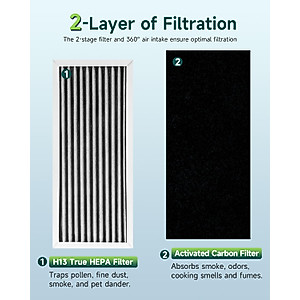 04383 Filter Replacement Compatible with Hamilton Beach 04383, 04384, 04385 Air Purifier, 1 True HEPA Filter & 4 Carbon Filters, Part# 990051000