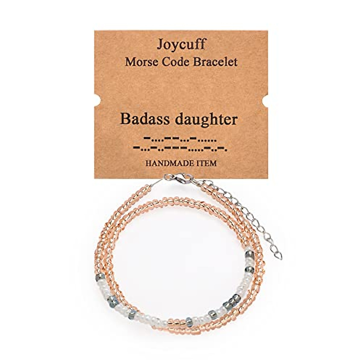Funny Daughter Gifts for Girls Inspirational Christmas Birthday Gift for Daughter Daughter in Law Bead Bracelet Handmade Trendy Dainty Adjustable Morse Code Bracelet Badass Daughter