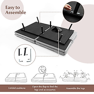 GOFLAME Convertible Sofa Bed, Memory Foam Futon Sofa Bed with Adjustable Backrest & Armrests, 6 Metal Legs, Upholstered Folding Couch Sleeper for Small Apartment, Living Room, Bedroom, Office (Grey)