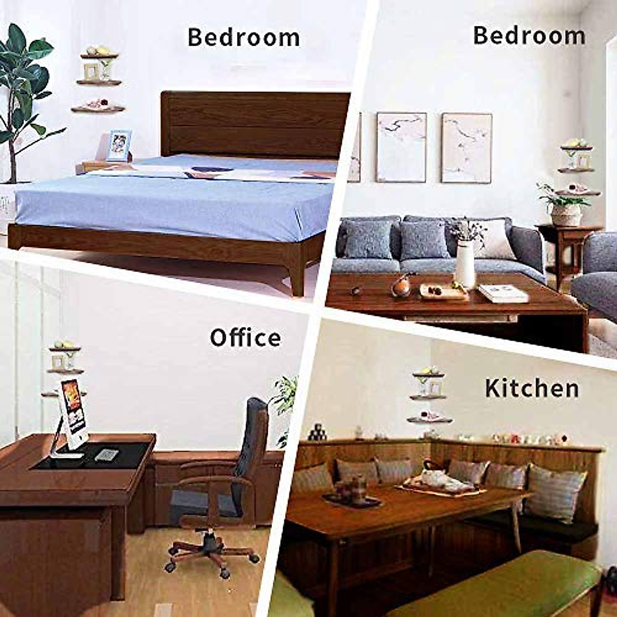 FLYFAIR Corner Shelf, Solid OAK Wood Corner Shelf Wall Mount, Round Edging Hanging Corner Shelves for Wall Floating Speaker Display Bookshelves Décor Accents for Bedroom Office Kitchen Living Room 12“